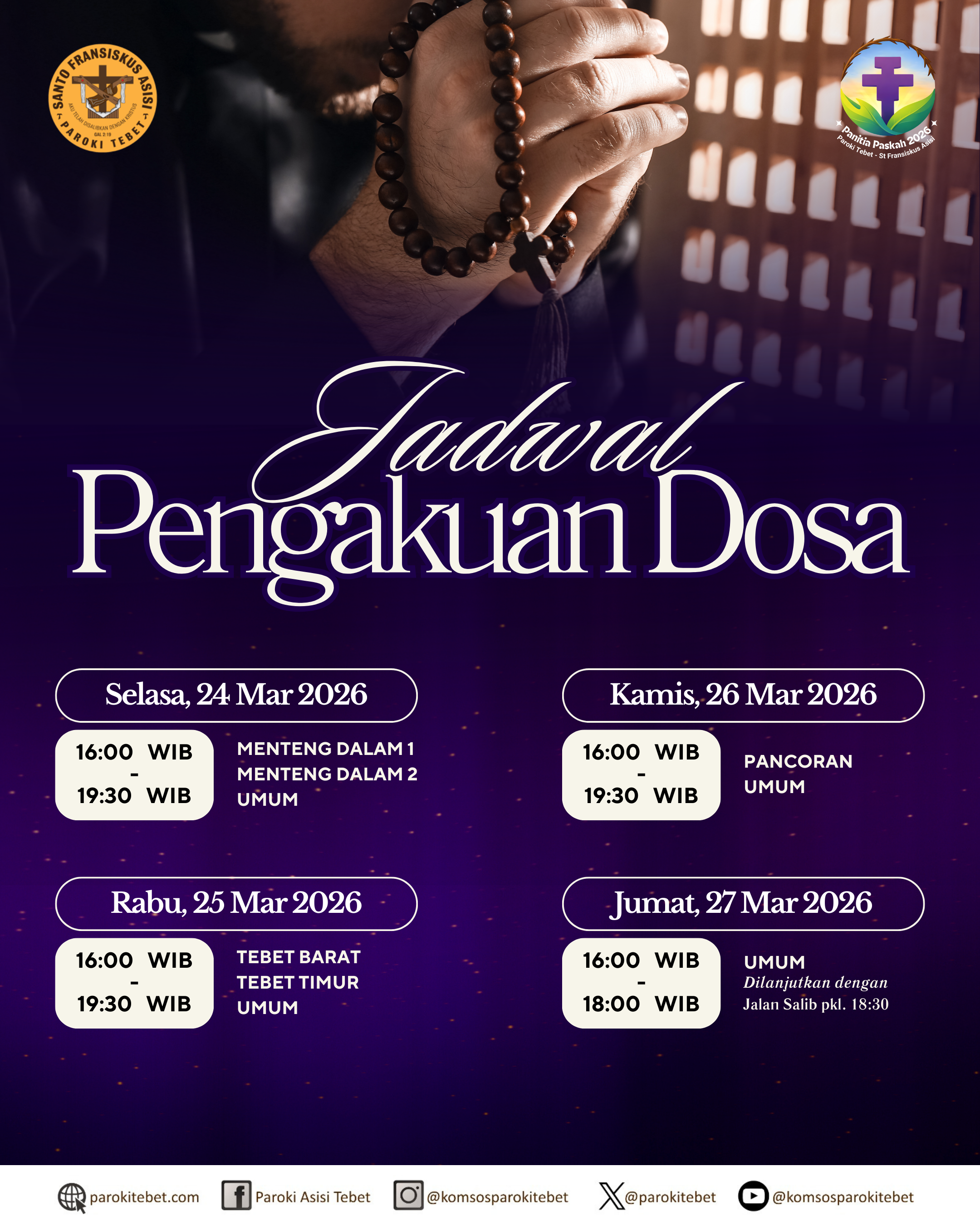 KEGIATAN PERAYAAN PASKAH & PENTAKOSTA 2026 - Paroki Tebet